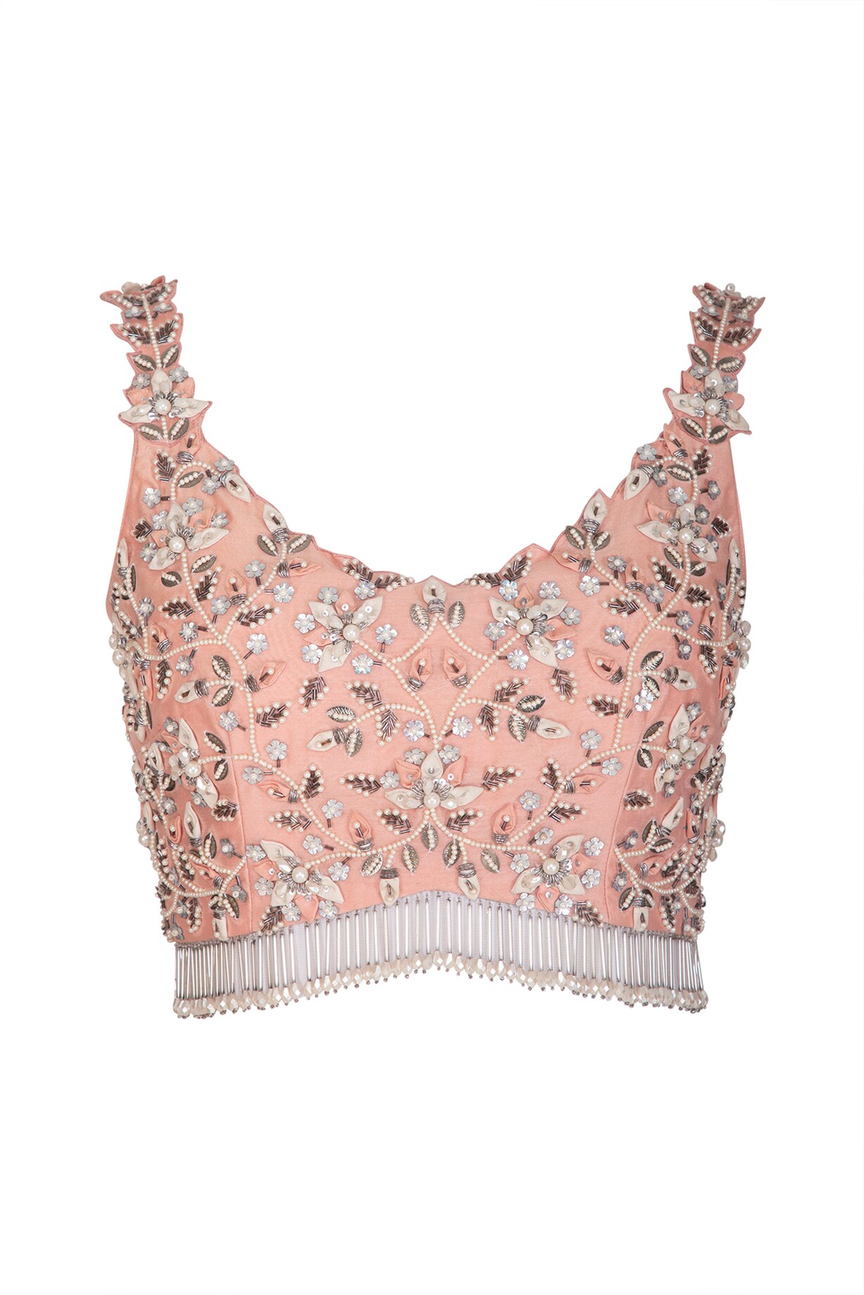 Peach Embroidered Lehenga Set by J by Jannat at Pernia's Pop Up Shop 2025