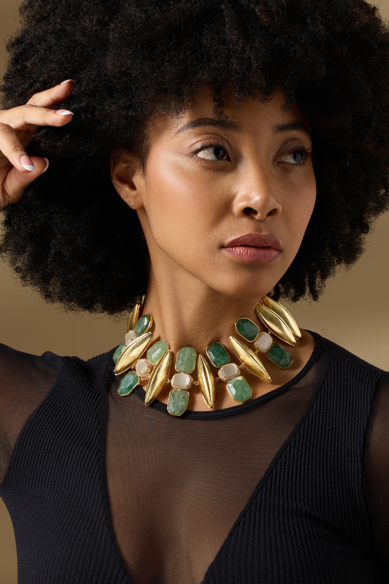 Gold Finish Amethyst & Green Stone Virenys Necklace by Joules By ...
