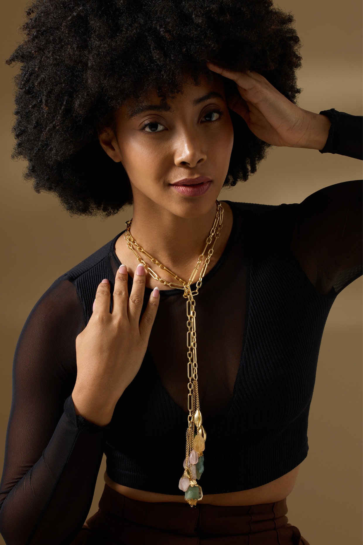 Gold Finish Multi-Colored Quartz Stone Thessa Necklace by Joules By ...