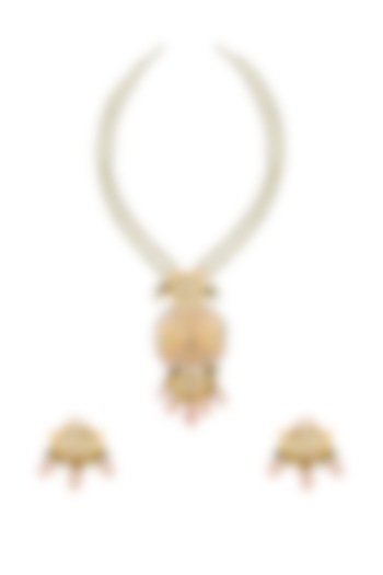 Gold Finish Jade & Shell Pearl Choker Necklace Set Design by Joules By ...