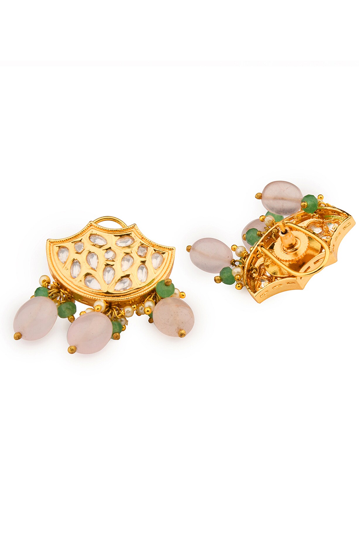 Gold Finish Jade & Shell Pearl Choker Necklace Set by Joules By Radhika ...