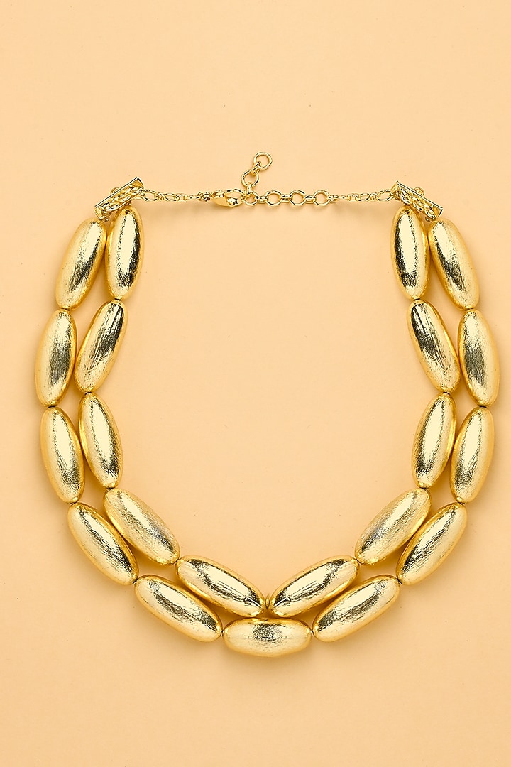 Gold Finish Layered Chunklet Choker Necklace by Joules By Radhika at ...