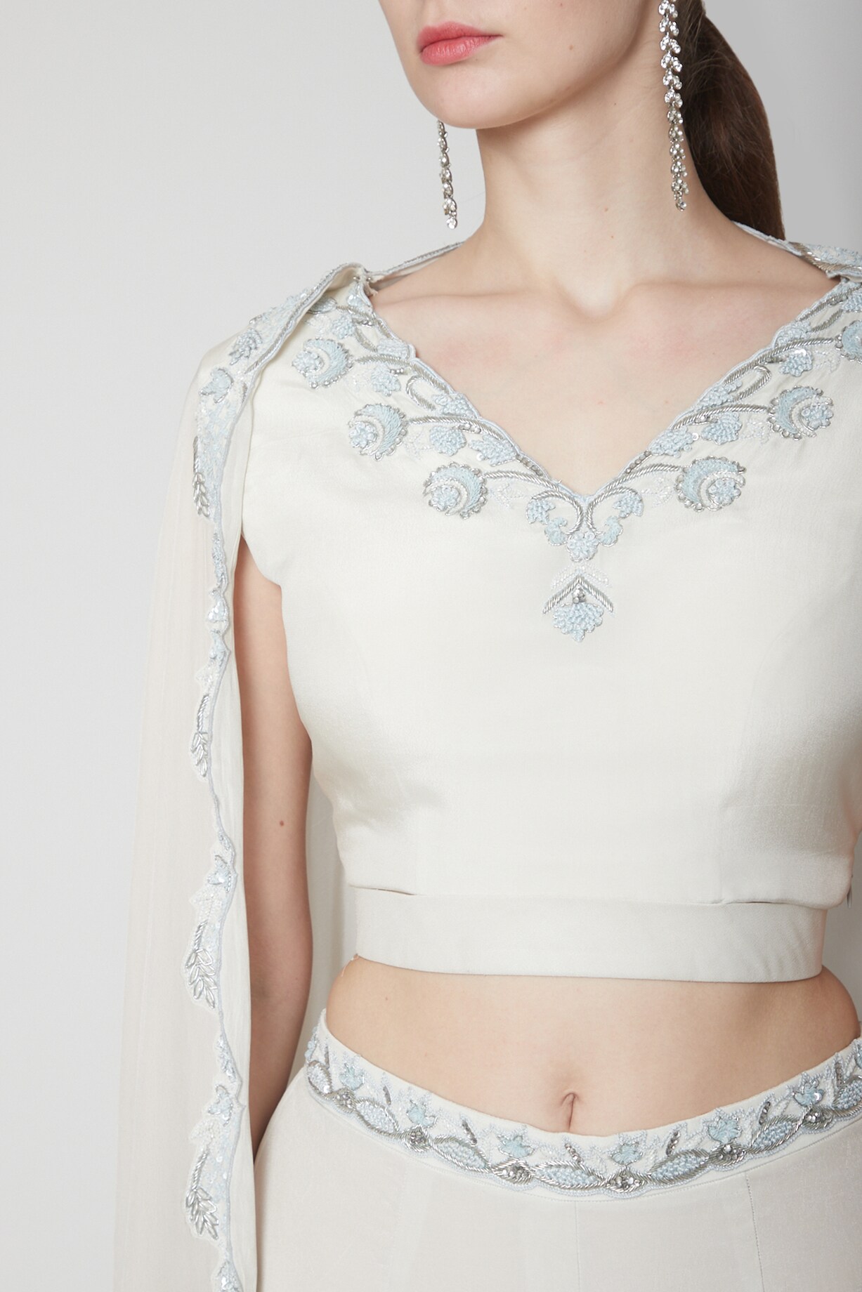 Light Blue Embroidered Cape Set Design by Jade by Ashima at Pernia's ...