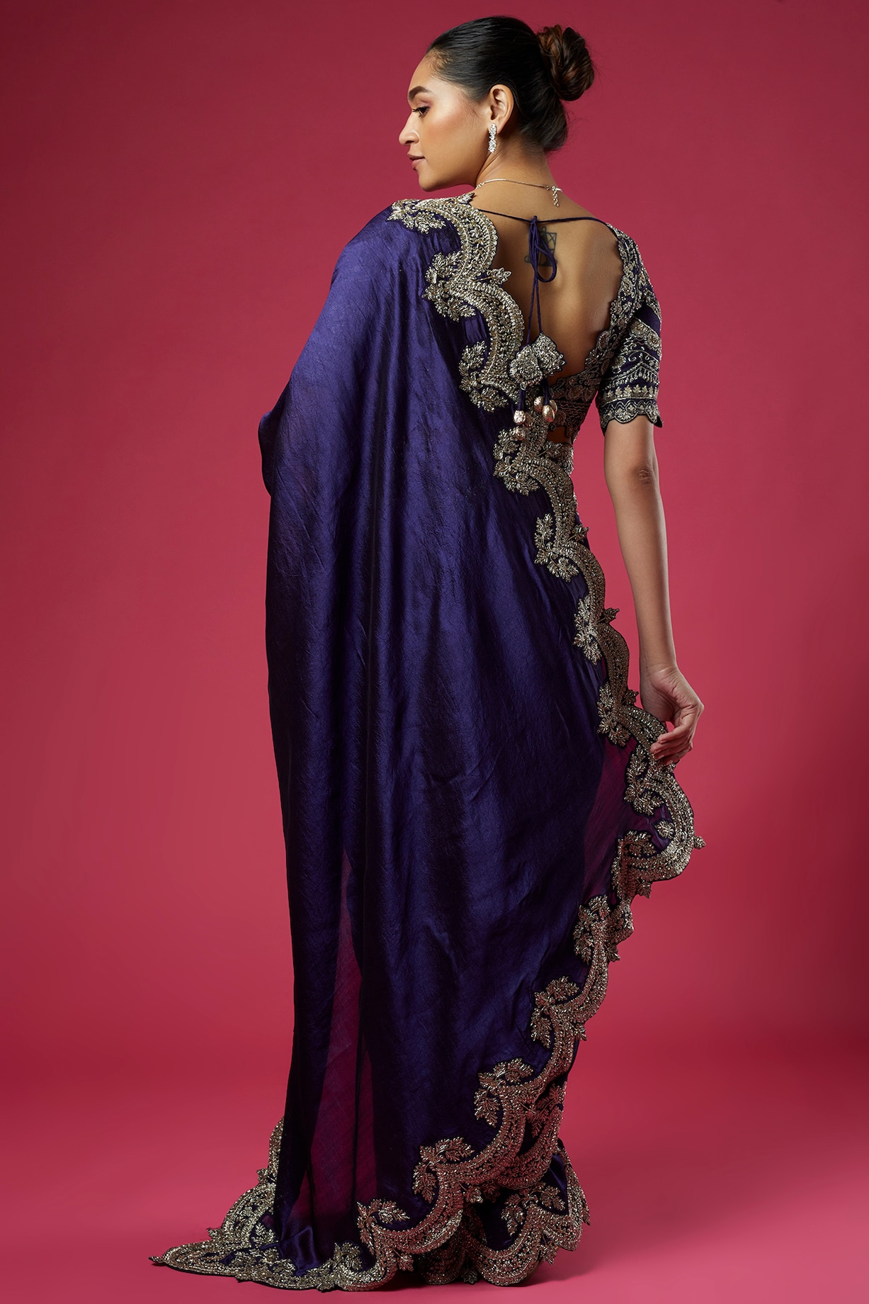 Purple Silk Embroidered Saree Set by Jayanti Reddy at Pernia's Pop Up ...