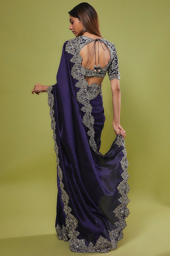 Purple Silk Embroidered Saree Set by Jayanti Reddy at Pernia's Pop Up ...