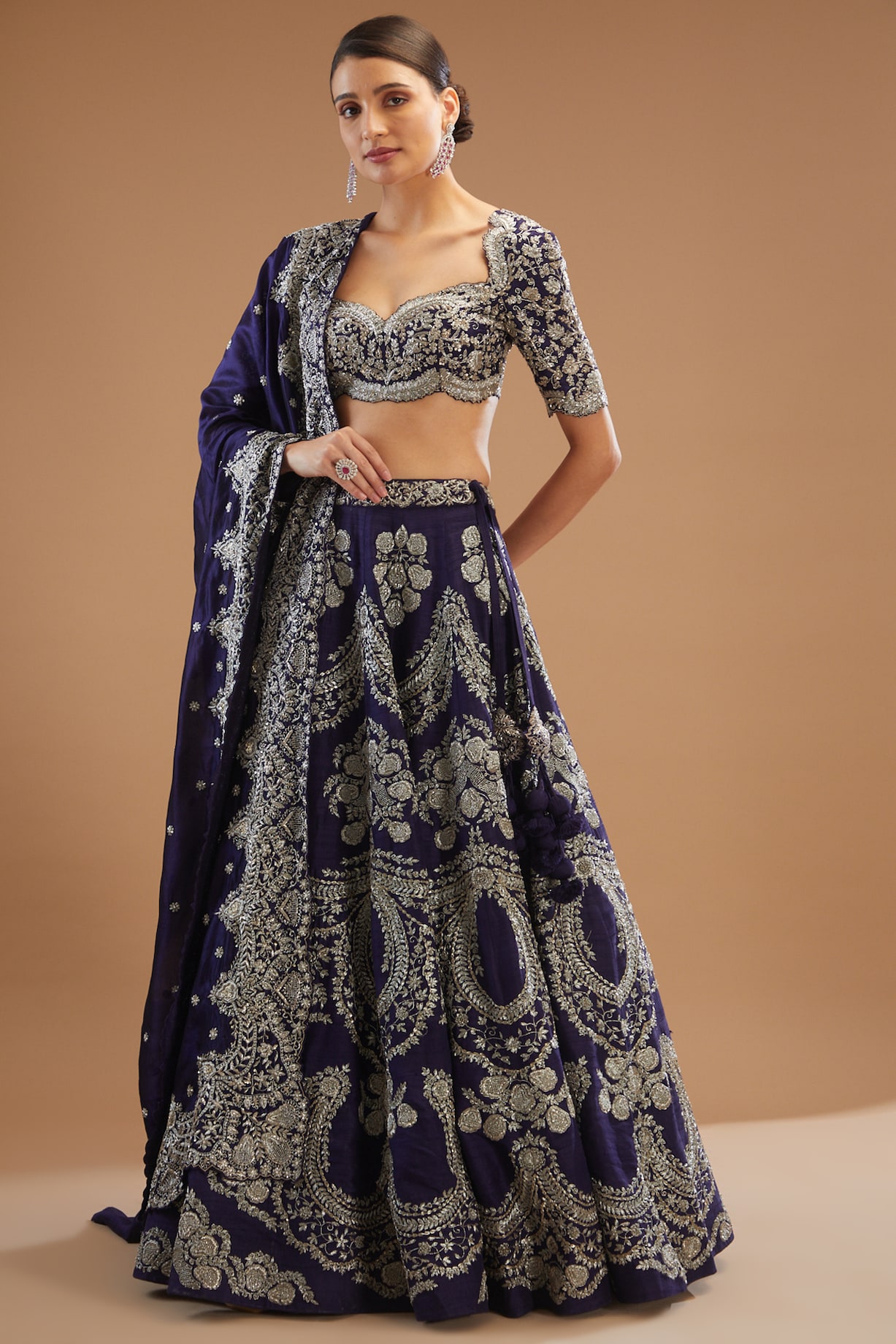 Purple Silk Embroidered Bridal Lehenga Set by Jayanti Reddy at Pernia's ...