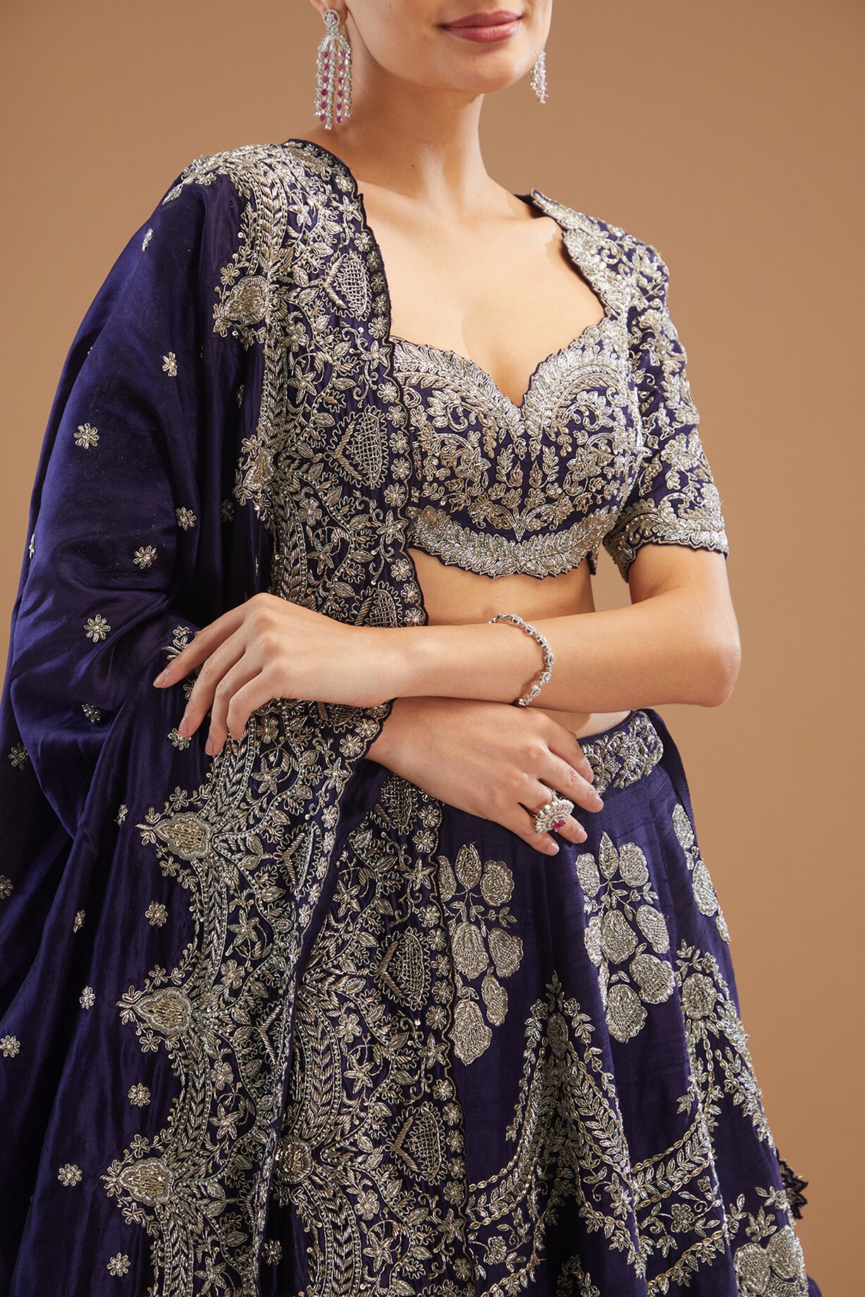Purple Silk Embroidered Bridal Lehenga Set by Jayanti Reddy at Pernia's ...