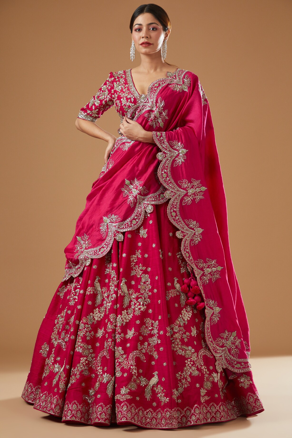 Pink Silk Embroidered Bridal Lehenga Set by Jayanti Reddy at Pernia's ...