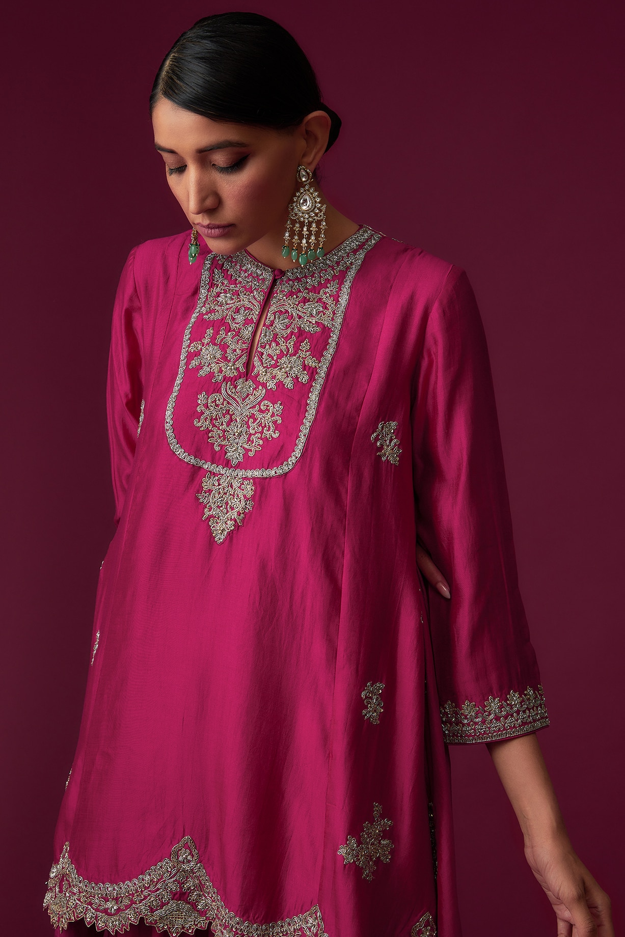 Pink Silk Embroidered Kurta Set Design by Jayanti Reddy at Pernia's Pop ...