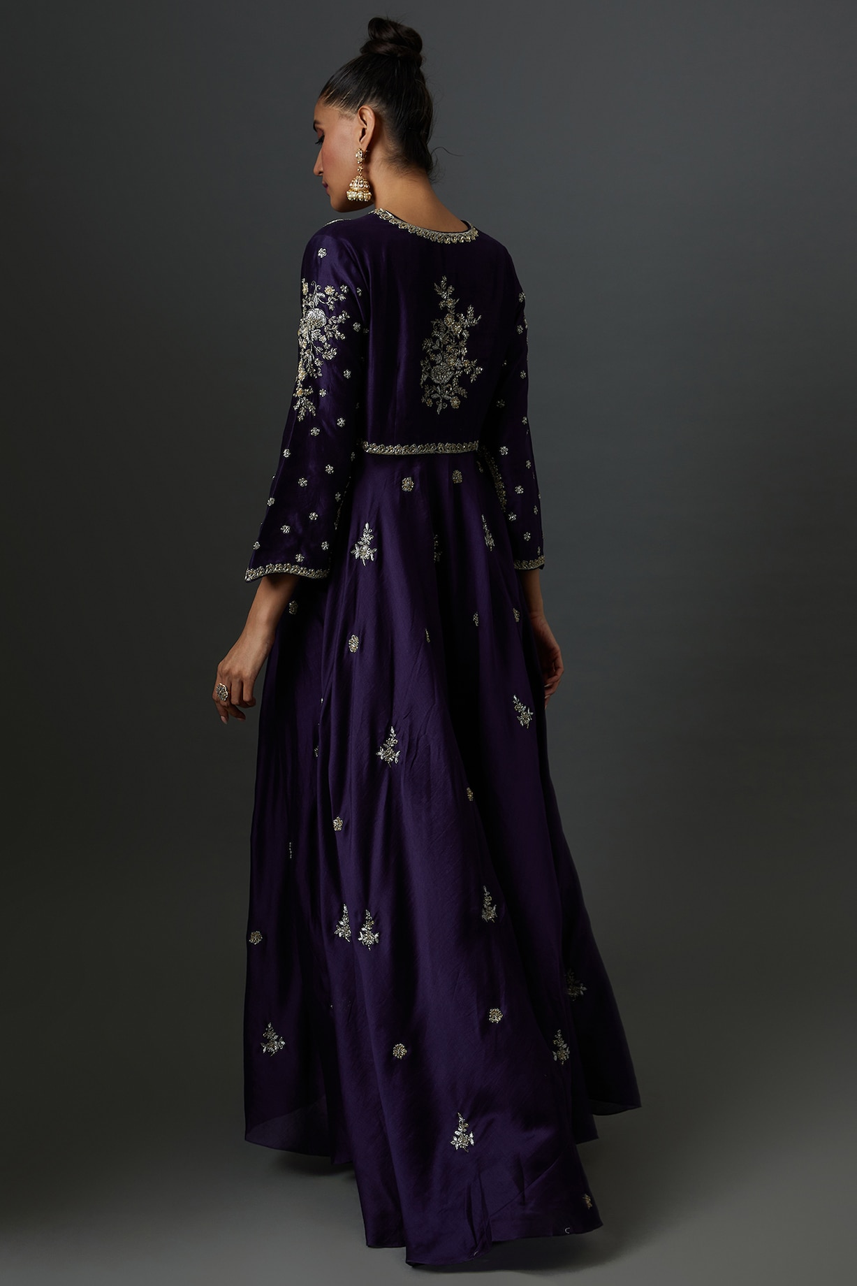 Purple Silk Embroidered Dress by Jayanti Reddy at Pernia's Pop Up Shop 2025