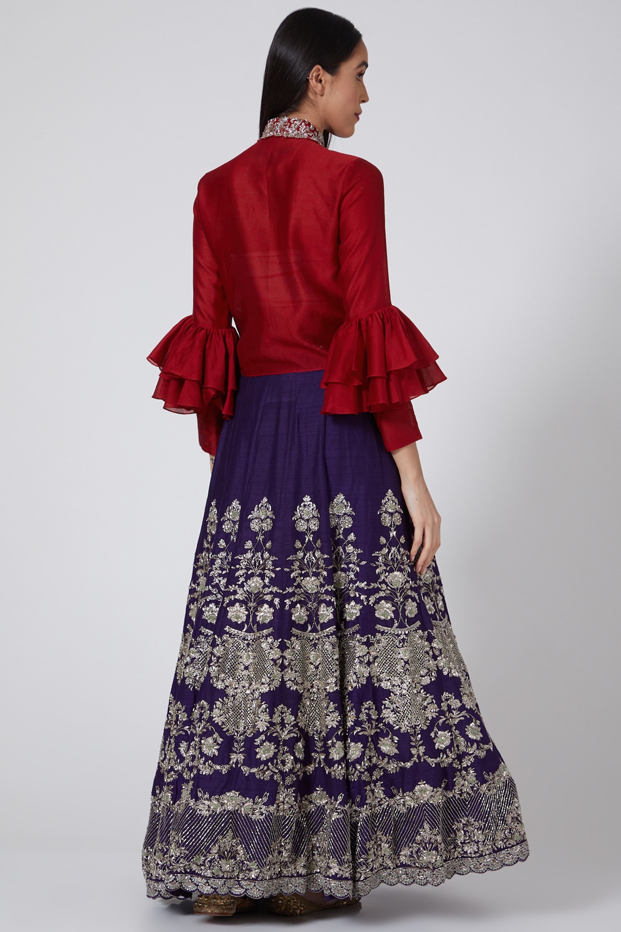 Red Embroidered Shirt by Jayanti Reddy at Pernia's Pop Up Shop 2025