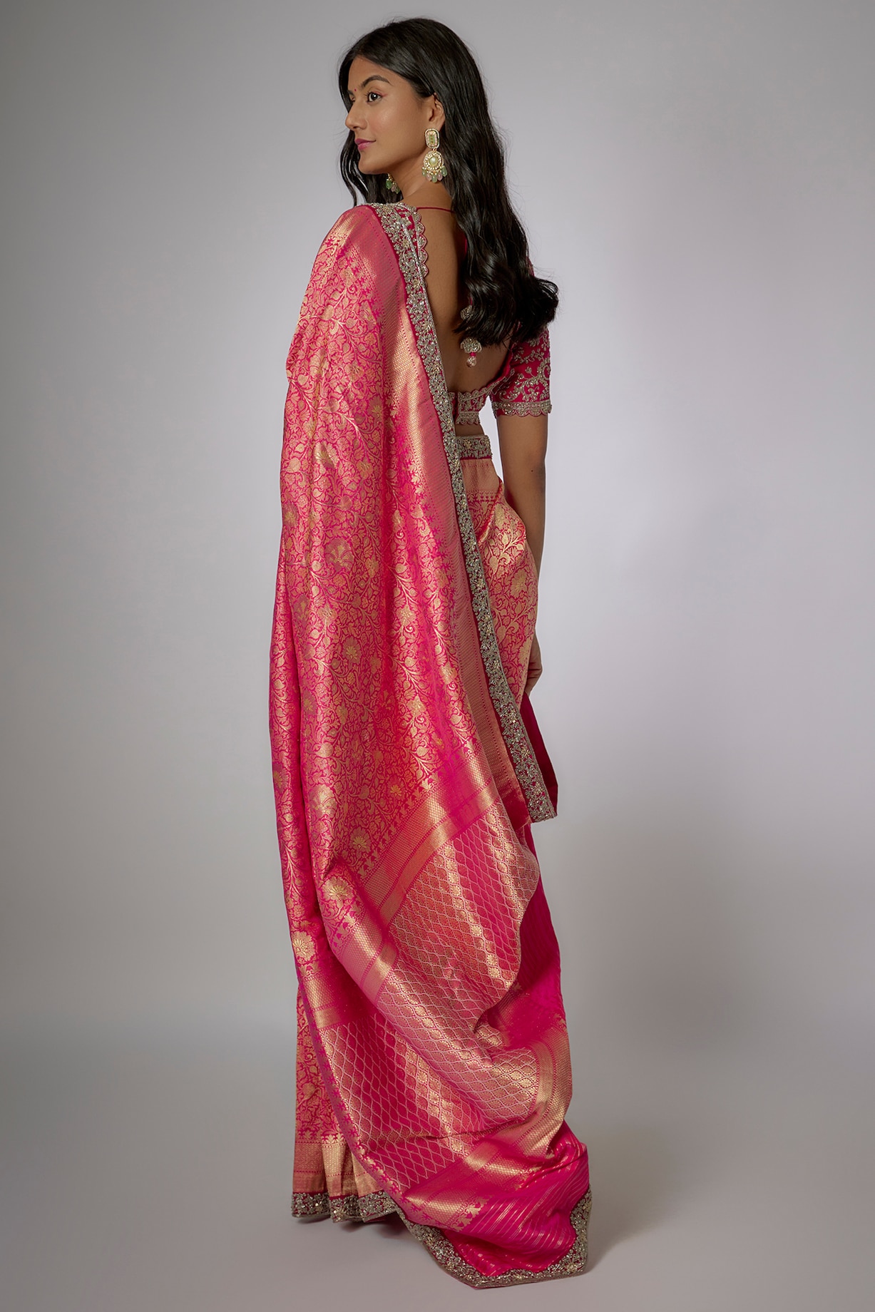 Pink Banarasi Zari Embroidered Saree Set by Jayanti Reddy at Pernia's ...