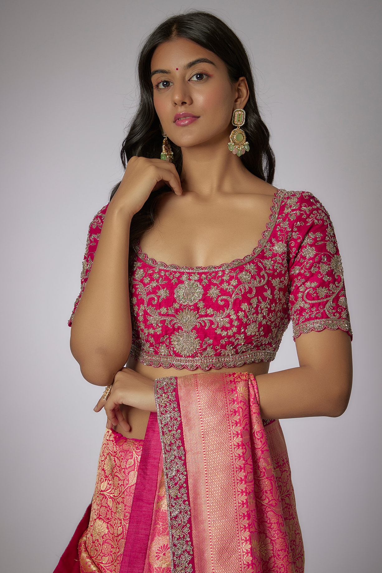 Pink Banarasi Zari Embroidered Saree Set by Jayanti Reddy at Pernia's ...