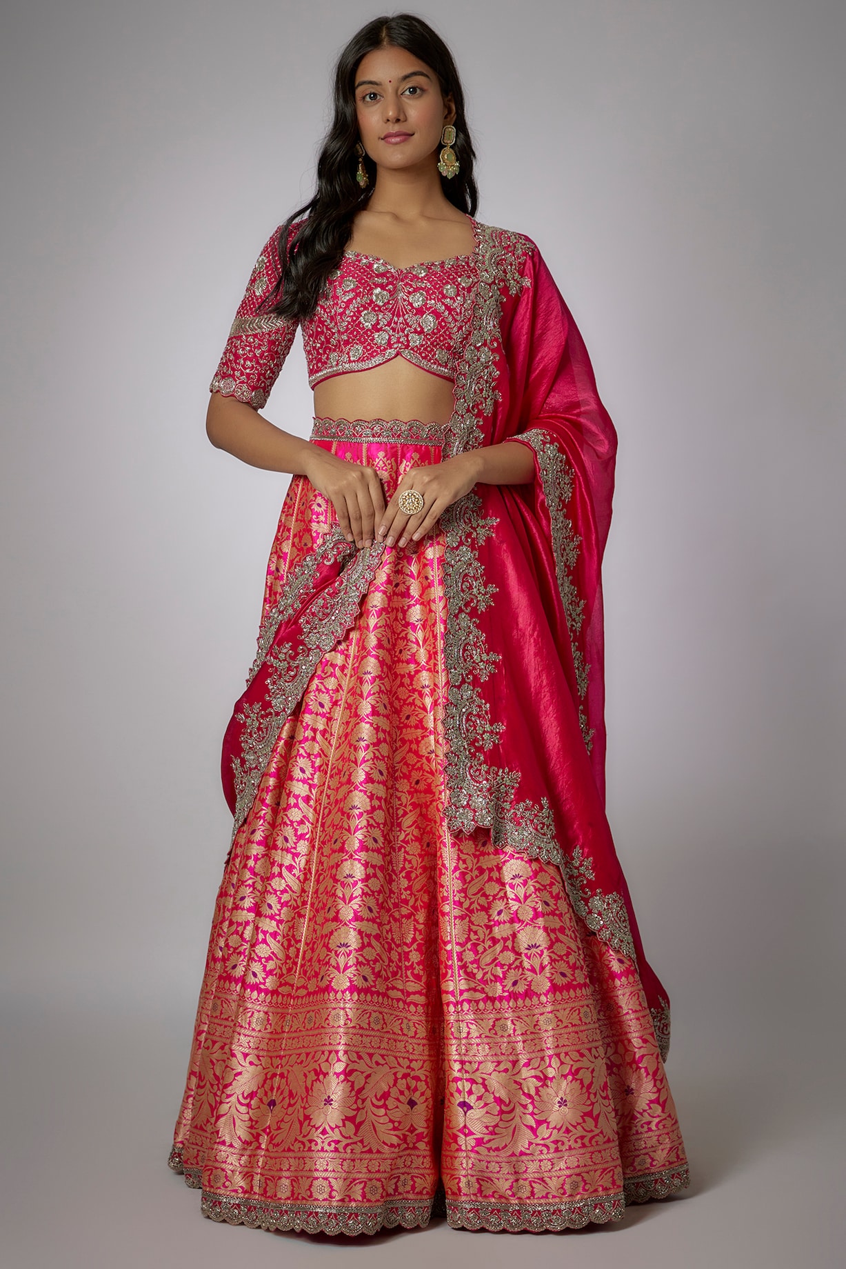 Pink Banarasi Zari Embroidered Bridal Lehenga Set by Jayanti Reddy at ...