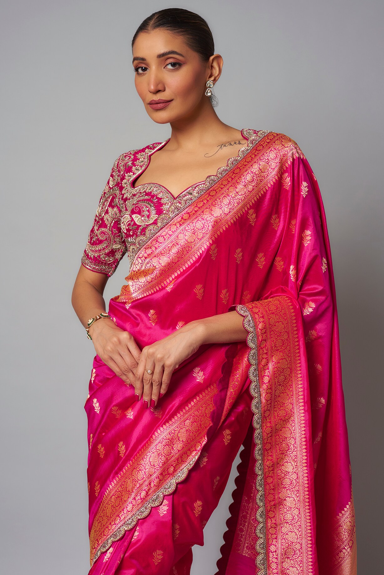 Pink Banarasi Saree Set by Jayanti Reddy at Pernia's Pop Up Shop 2025