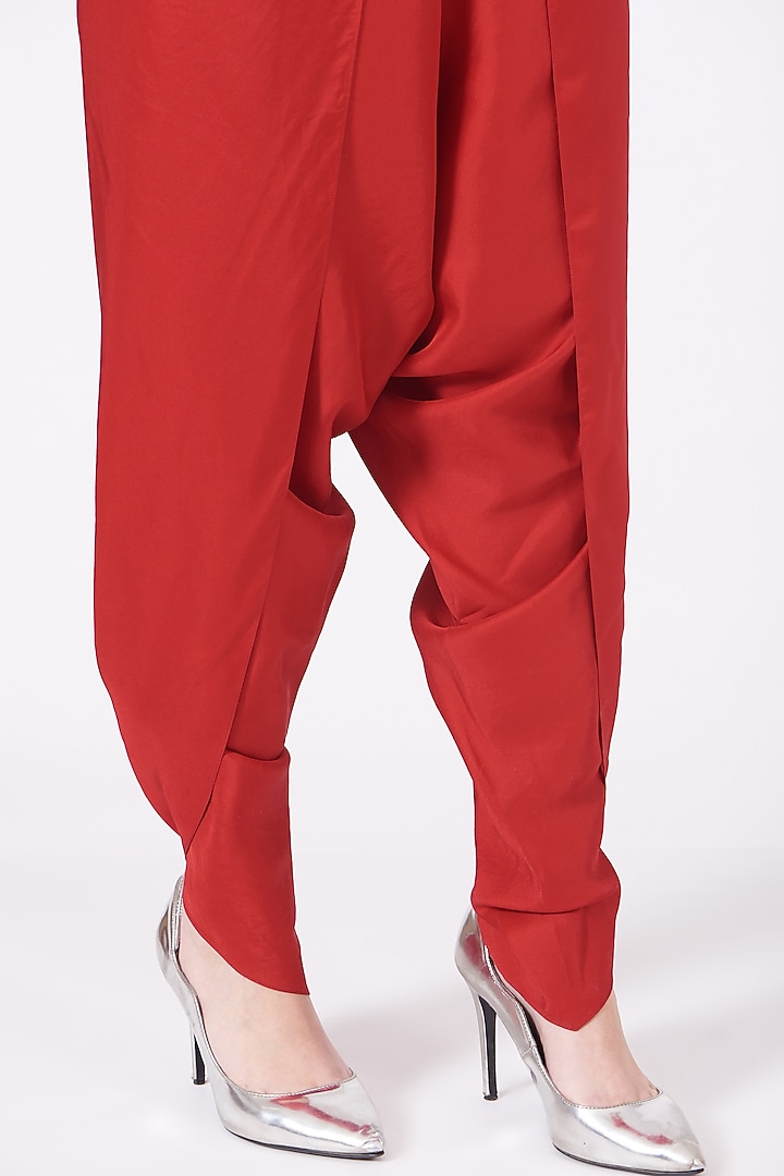 Red Zardosi Embroidered Dhoti Set Design by Jayanti Reddy at Pernia's ...