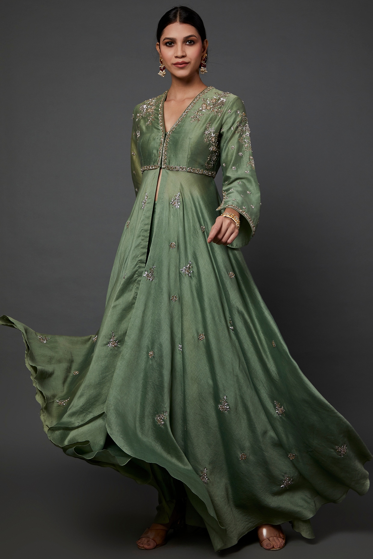 Mint Green Embroidered Anarkali by Jayanti Reddy at Pernia's Pop Up ...