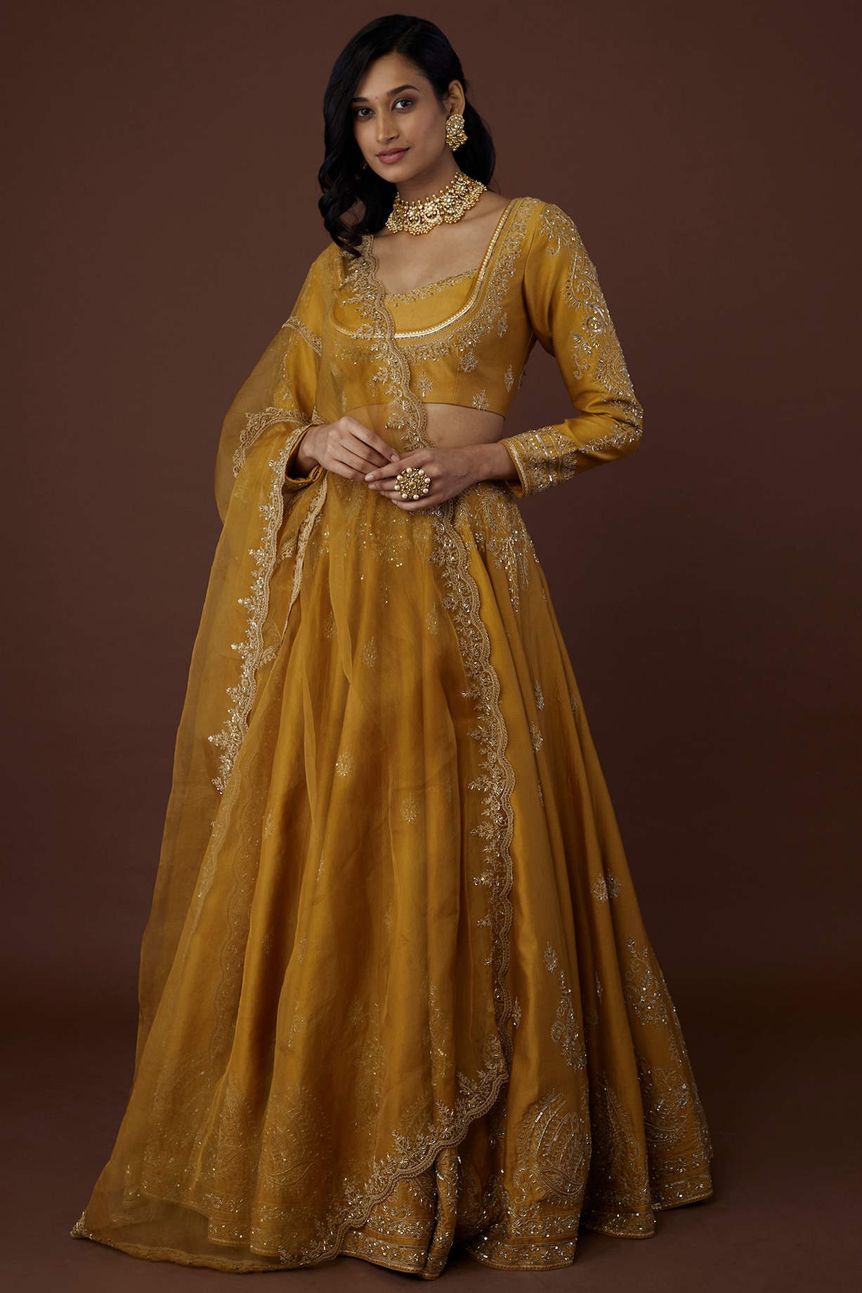 Mustard Embroidered Wedding Lehenga Set by Jigar Mali at Pernia's Pop ...