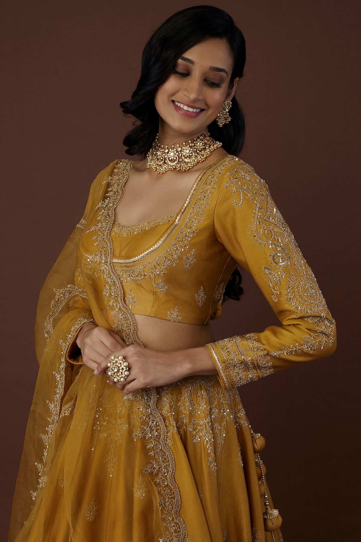 Mustard Embroidered Wedding Lehenga Set by Jigar Mali at Pernia's Pop ...
