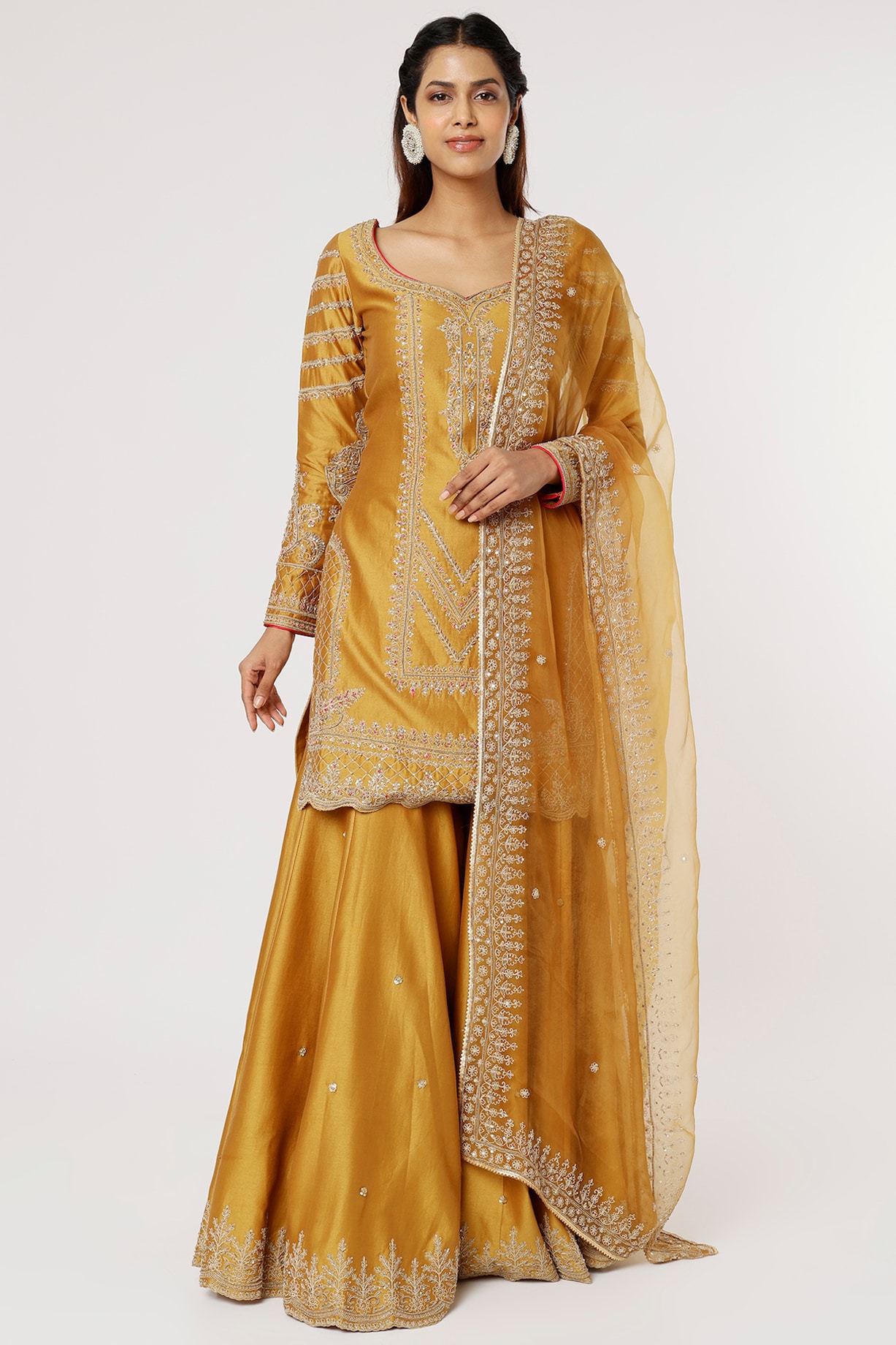 Mustard Chanderi Sharara Set by Jigar Mali at Pernia's Pop Up Shop 2026