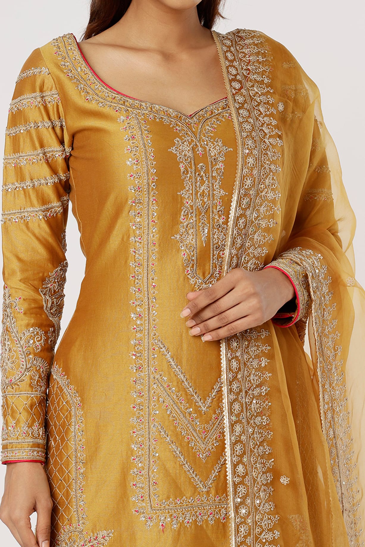 Mustard Chanderi Sharara Set by Jigar Mali at Pernia's Pop Up Shop 2026