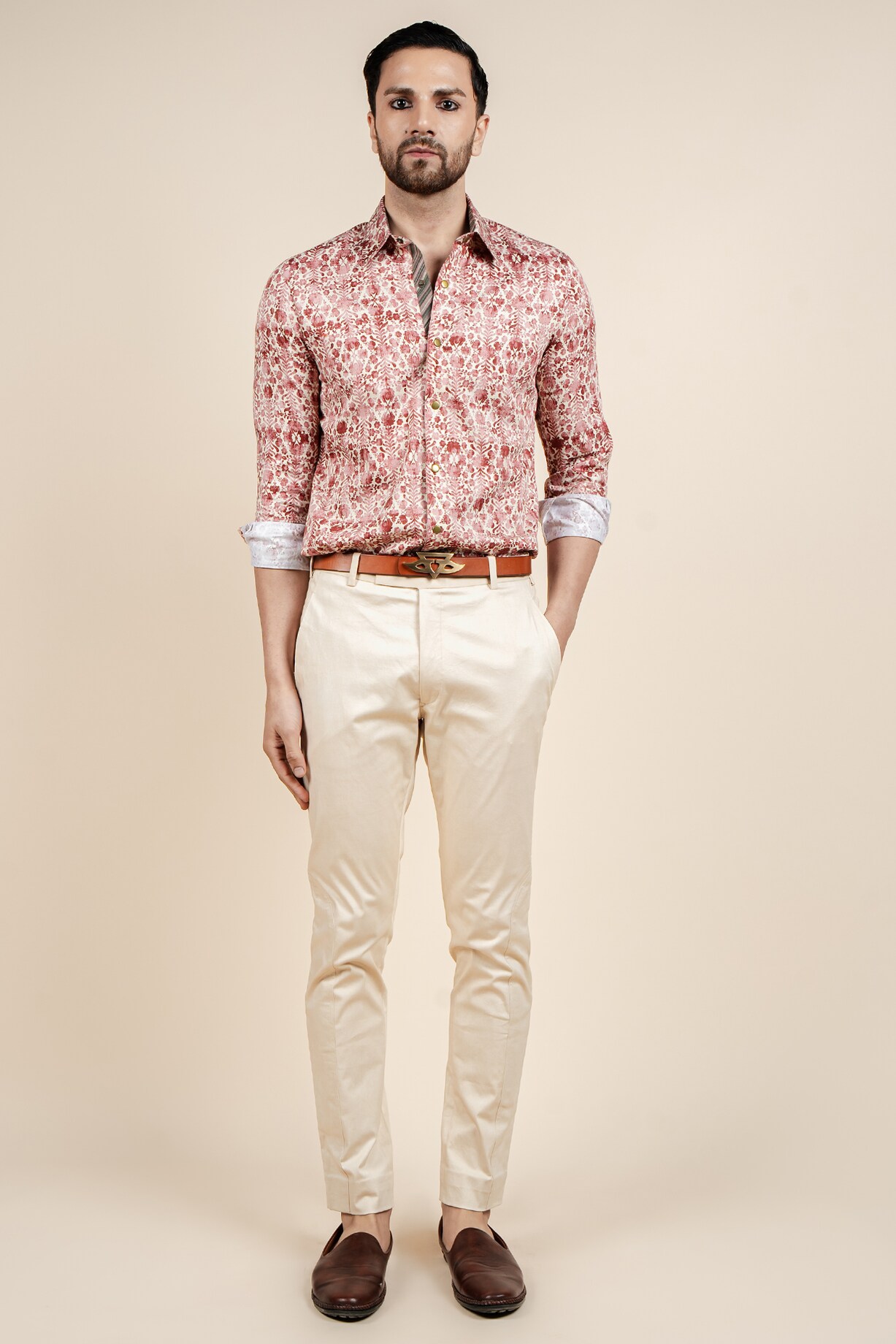 Rust Pink Giza Cotton Digital Printed Party Wear Shirt by JJV ...