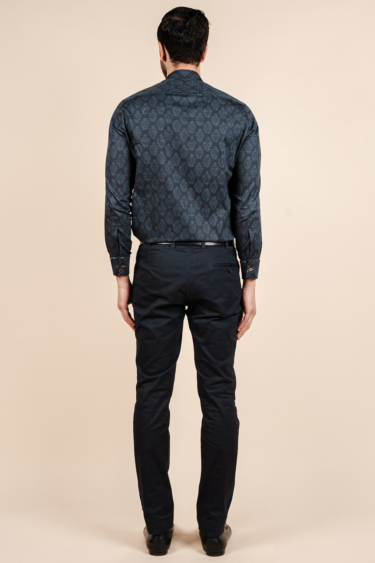 Midnight Blue Giza Cotton Party Wear Shirt by JJV.Kapurthala By JJ ...