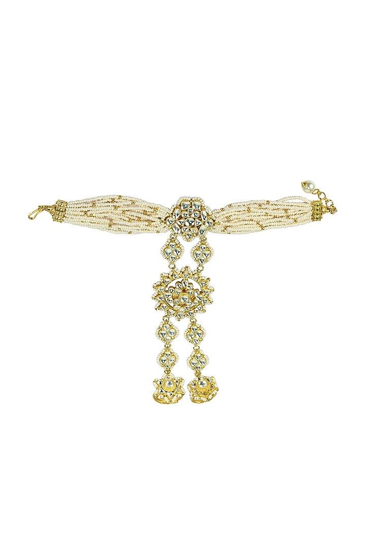 Gold Finish Pearl Hathphool by Just Jewellery at Pernia's Pop Up Shop 2025