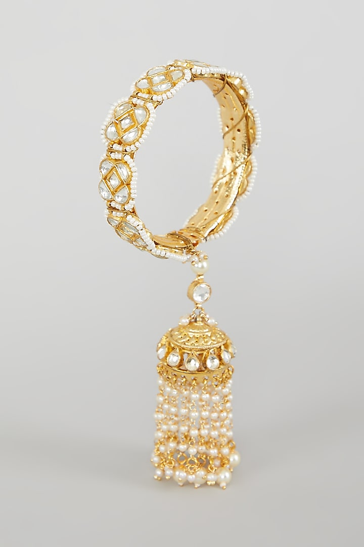 Gold Finish Pearl Jhumka Bangle Design by Just Jewellery at Pernia's ...