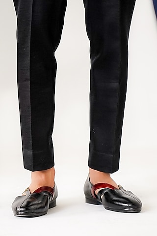 Black Handmade V Strap Caligae by Jatin Malik at Pernia's Pop Up Shop 2026