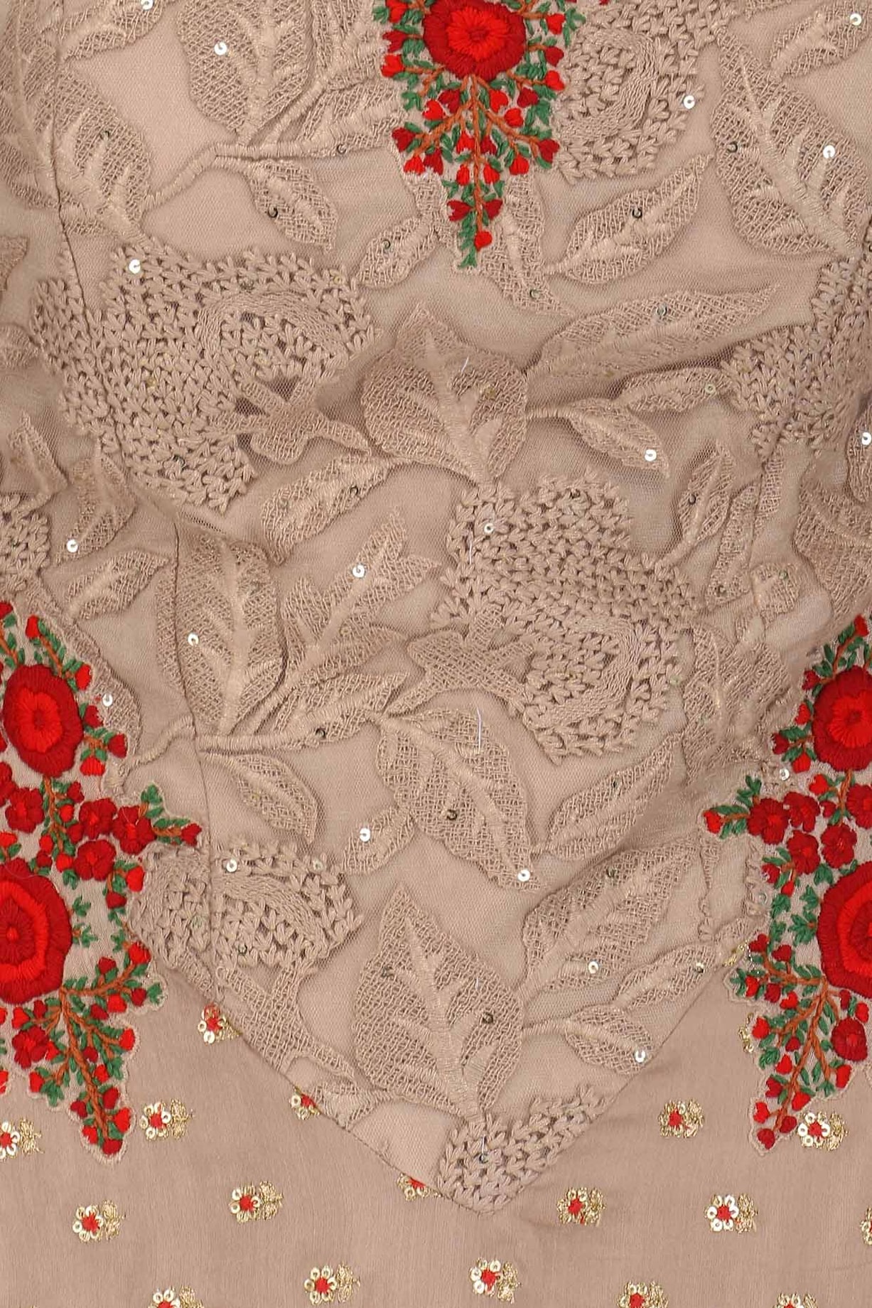 Dusty rose thread and cutdana work asymmetric anarkali set available ...