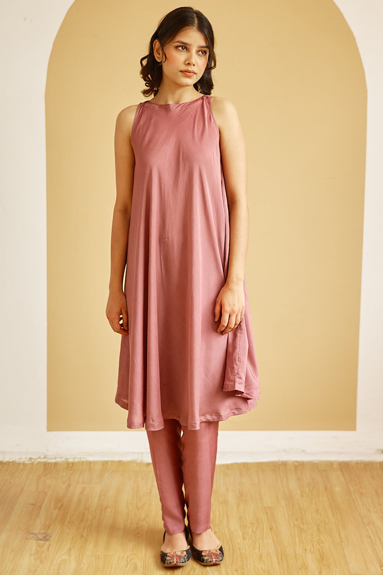 Mauve Flared Tunic Set by Juanita by Shubhda at Pernia's Pop Up Shop 2025