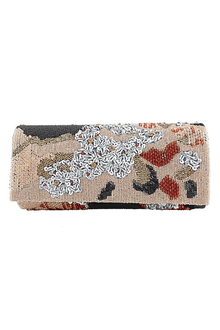 Multi-Colored Velvet Hand Embroidered Clutch by Jyo Das Accessories at ...