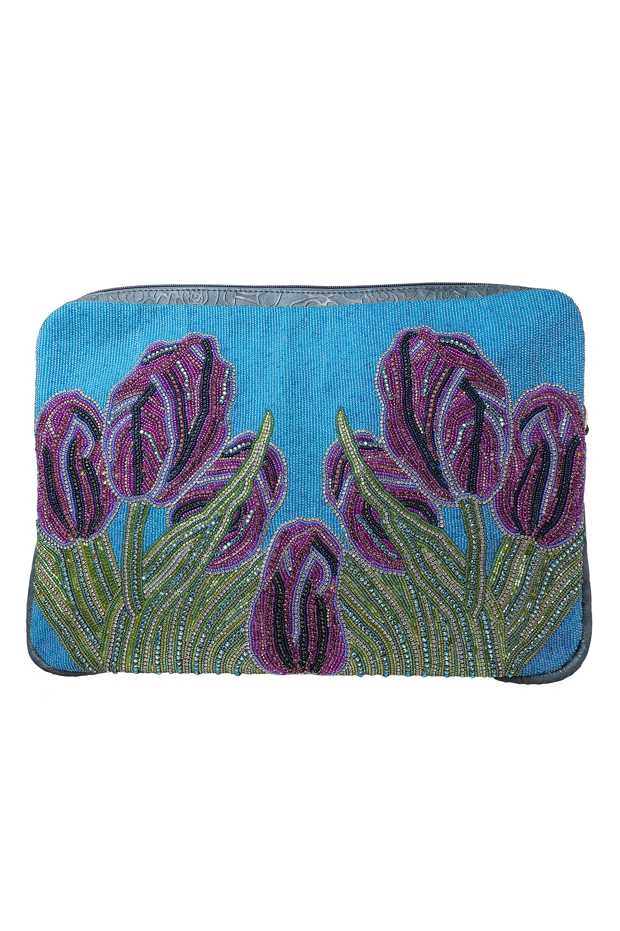Multi-Colored Leather Hand Embroidered Clutch by Jyo Das Accessories at ...
