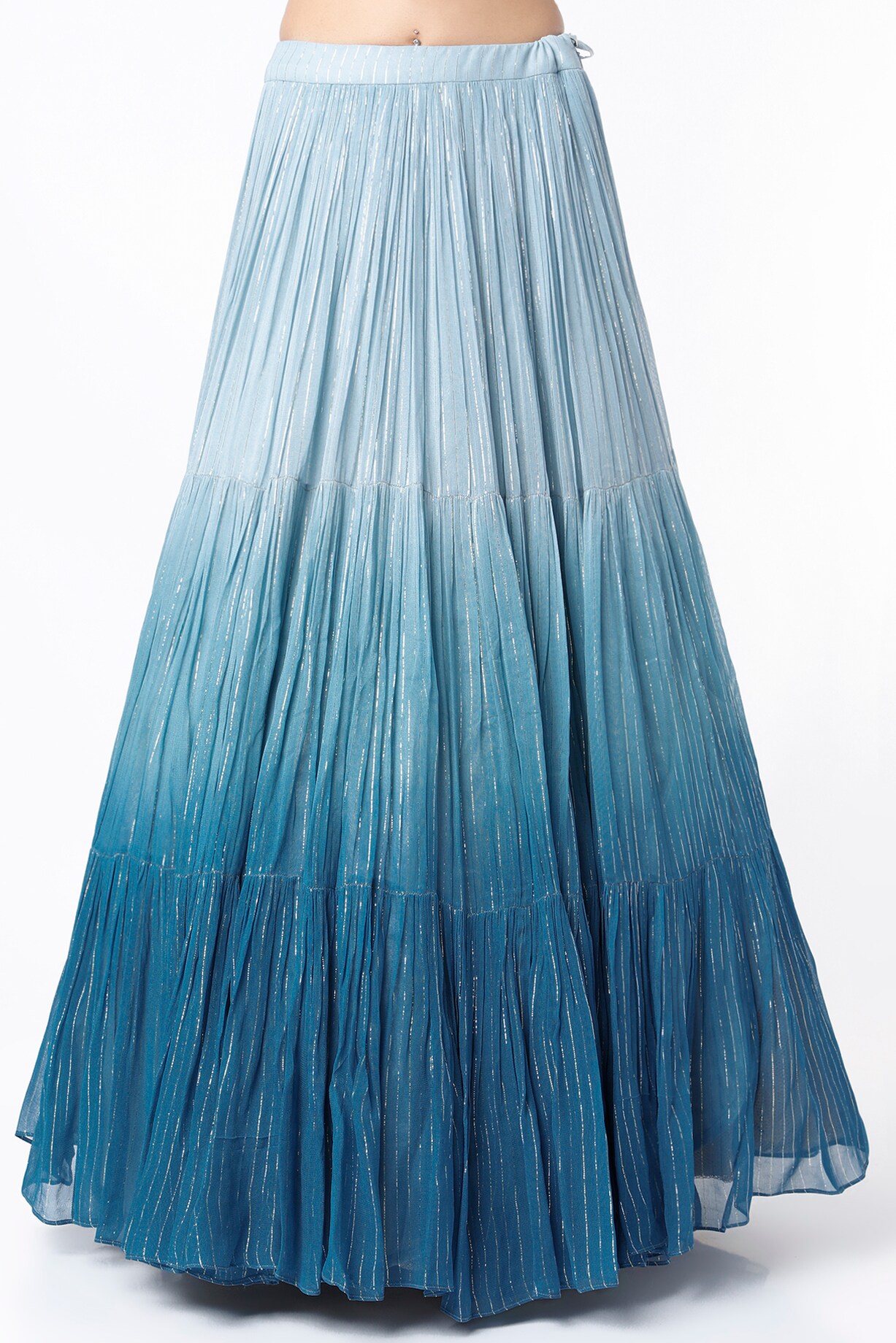 Powder Blue & Aegean Blue Ombre Lehenga Set by Jiya By Veer Designs at ...
