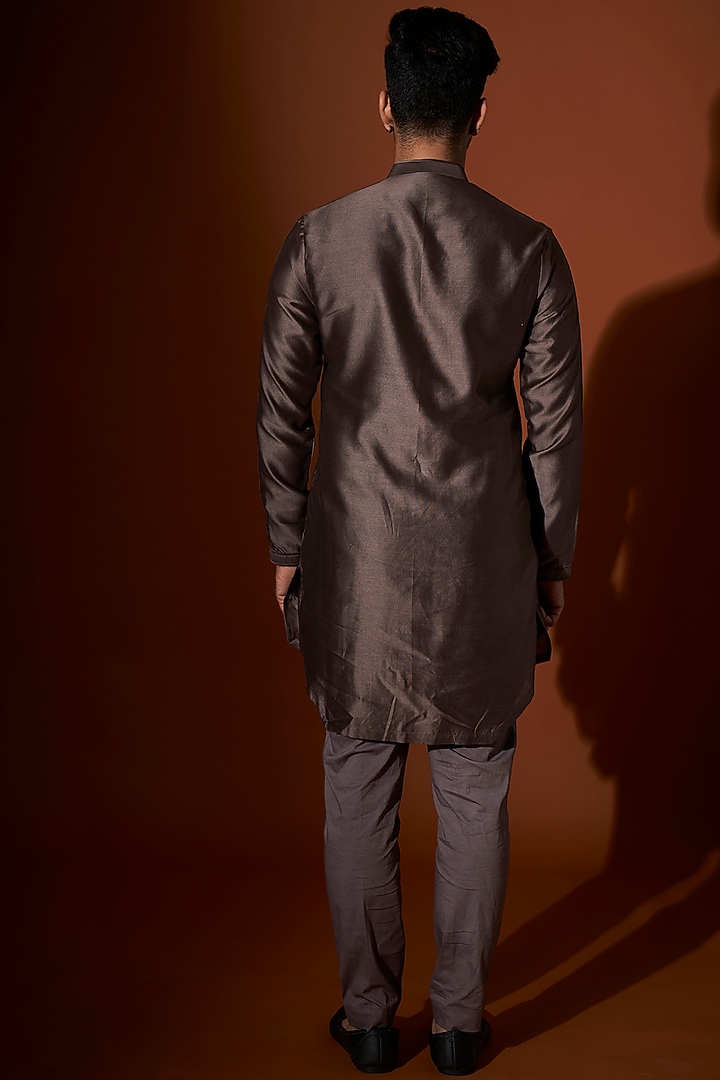 Grey Embroidered Kurta Set Design by KAAJ Button at Pernia's Pop Up ...