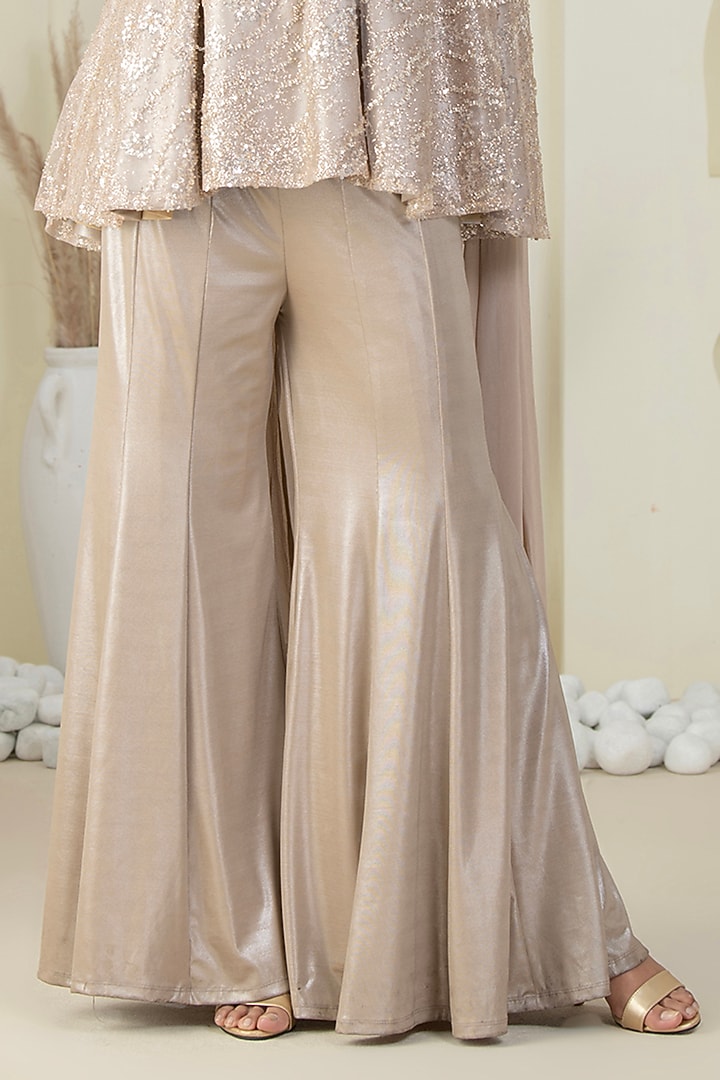 Beige Net Cutdana Embroidered Kurta Set by Kanchi Khurana Couture at ...