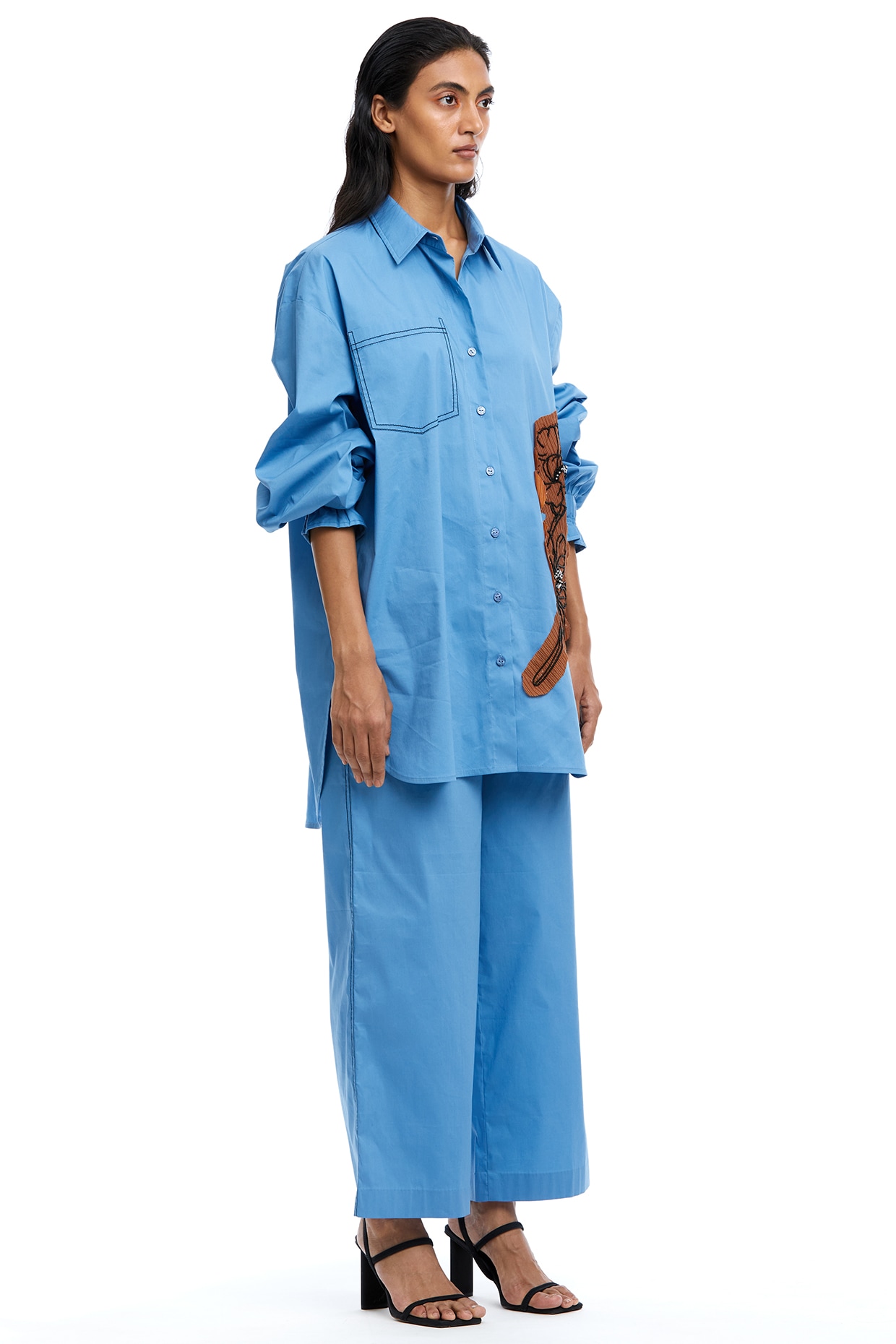 Blue Cotton Embroidered Co-Ord Set by Kanika Goyal at Pernia's Pop Up ...