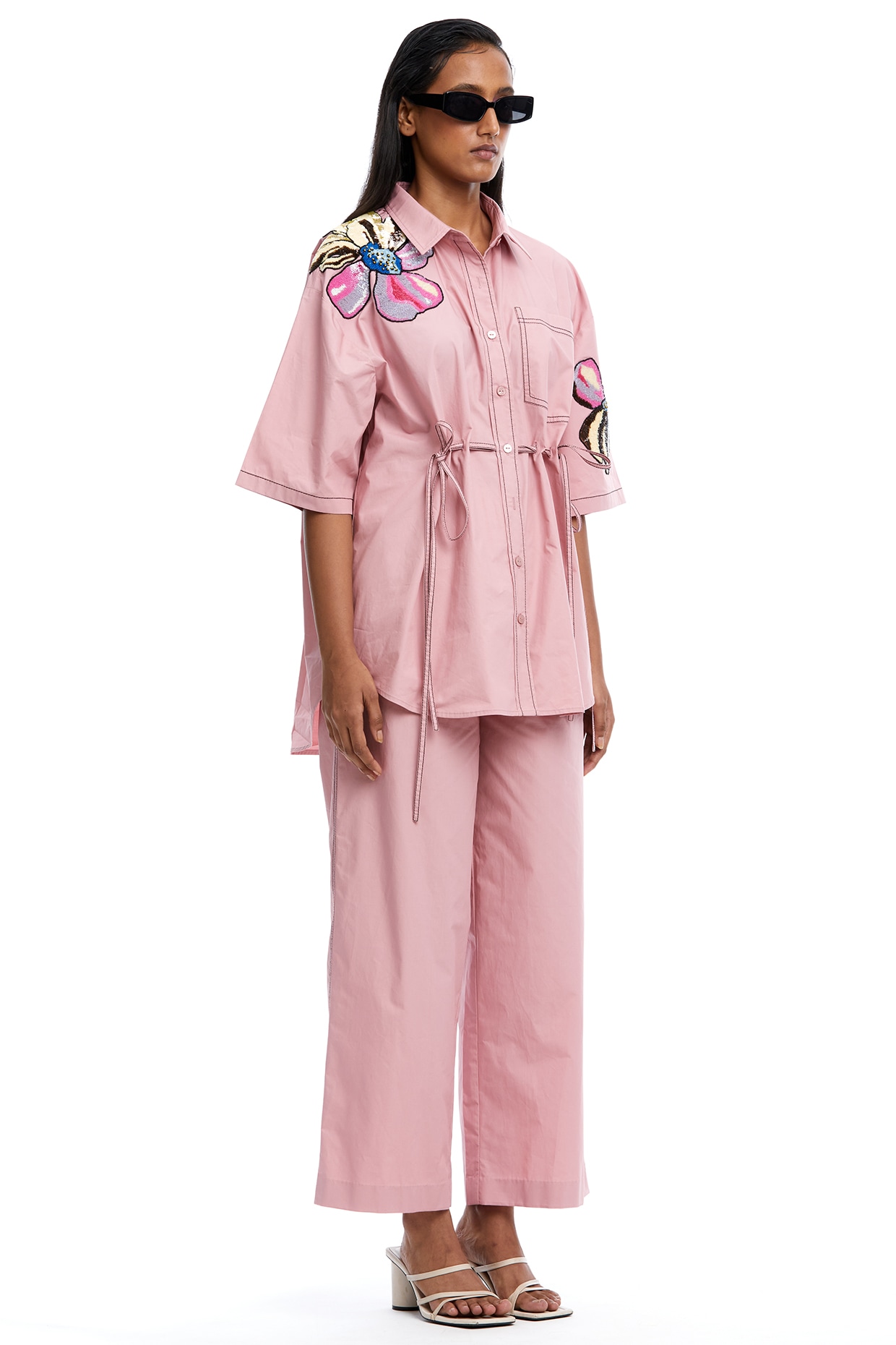 Pink Cotton Embroidered Co-Ord Set by Kanika Goyal at Pernia's Pop Up ...