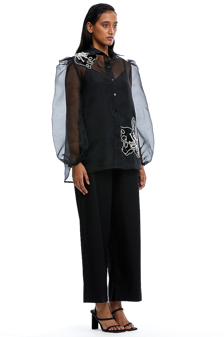 Black Organza Embellished Co-Ord Set Design by Kanika Goyal at Pernia's ...