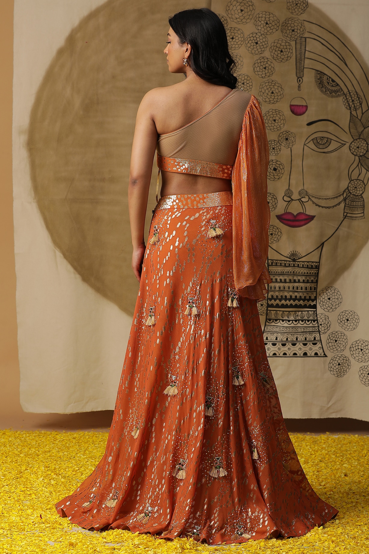 Rust Orange Georgette Wedding Lehenga Set by Arpita Sulakshana at ...