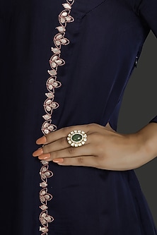 Gold Finish Kundan Polki Ring In Sterling Silver by Kaari at Pernia's ...