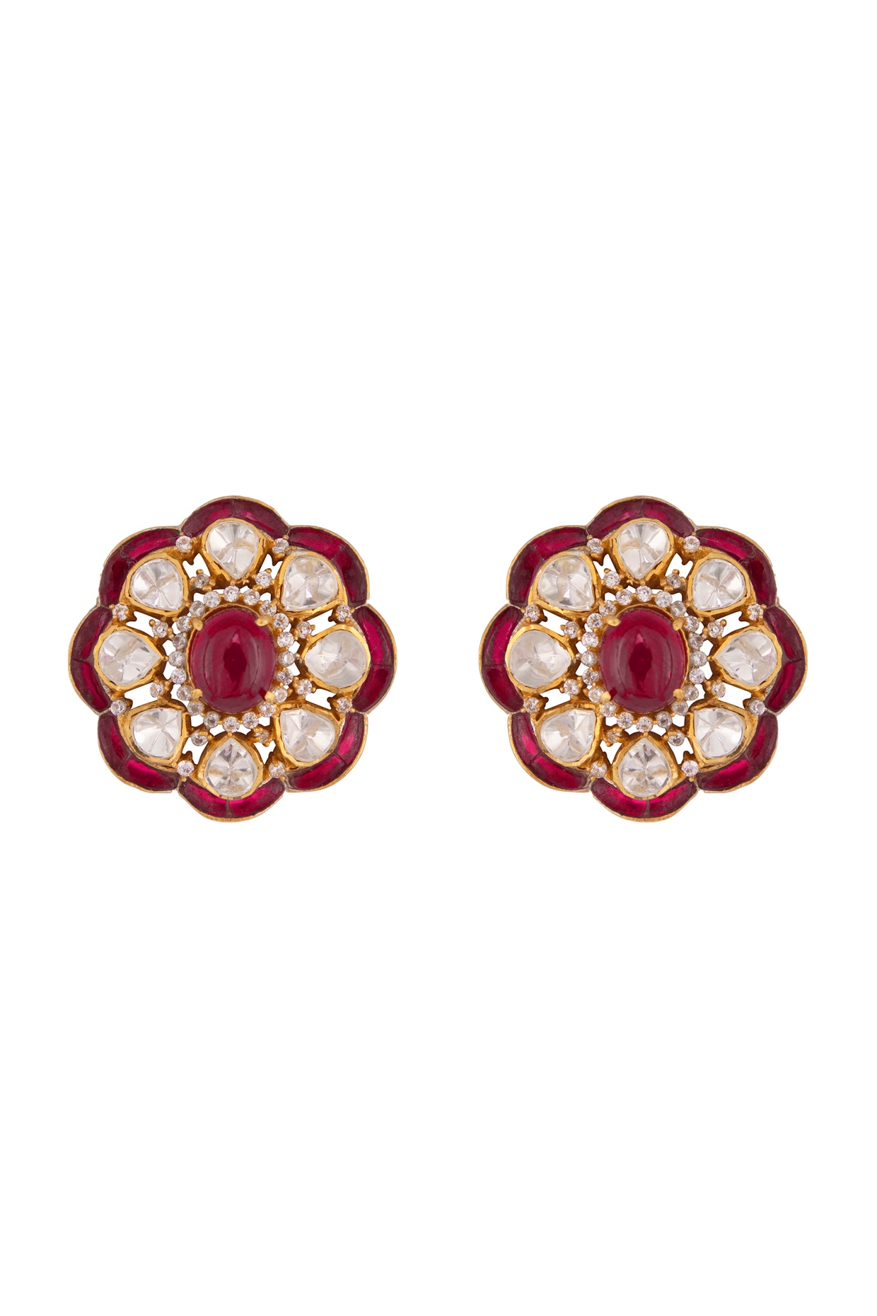 Gold Plated Ruby Stud Earrings by Kaari at Pernia's Pop Up Shop 2025