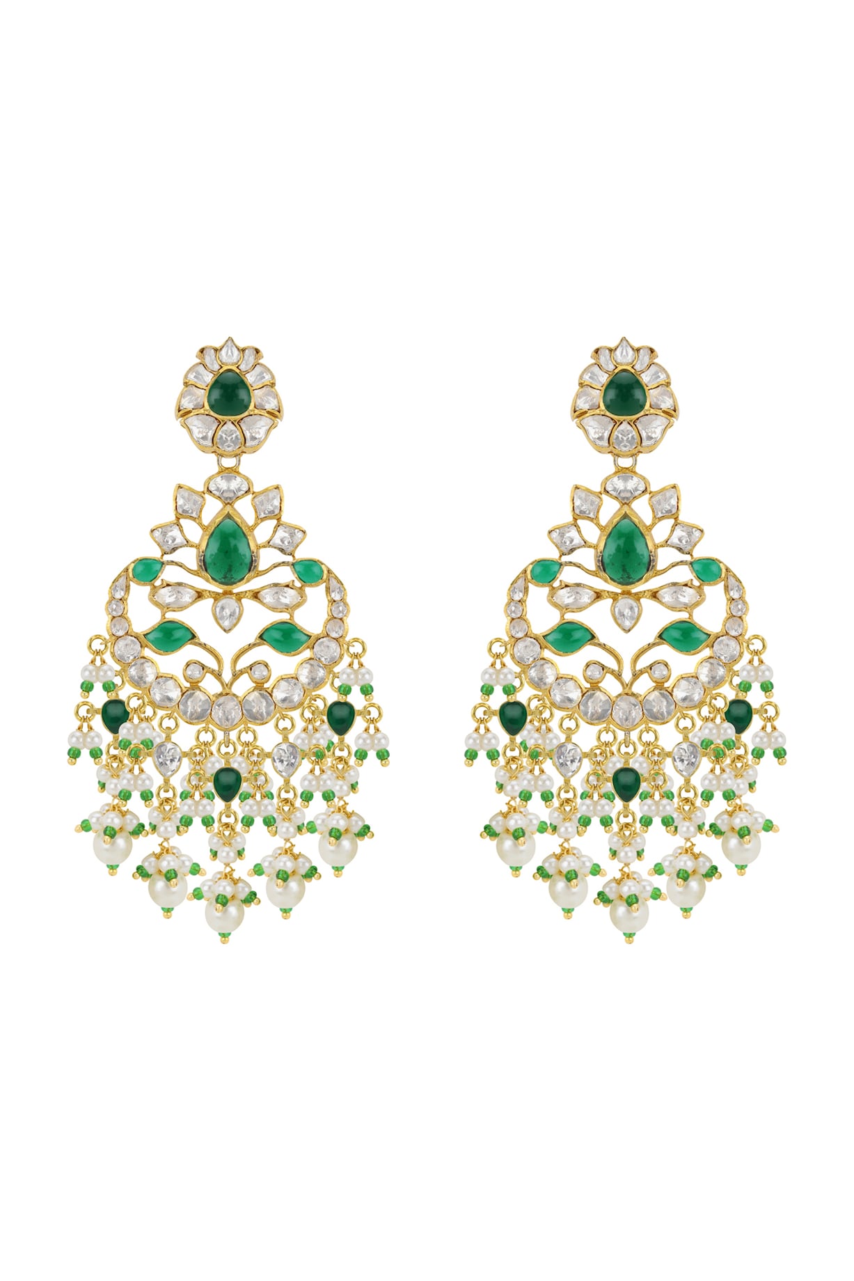 Gold Plated Vellore Polki Chandbali Earrings Design by Kaari at Pernia's Pop Up Shop 2024