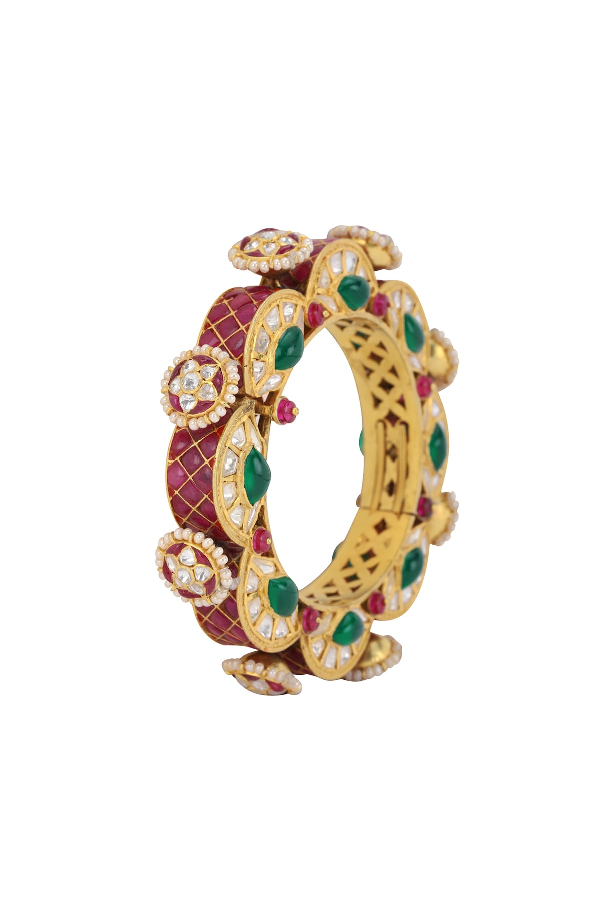 Gold Plated Emerald Gajra Bangle by Kaari at Pernia's Pop Up Shop 2026