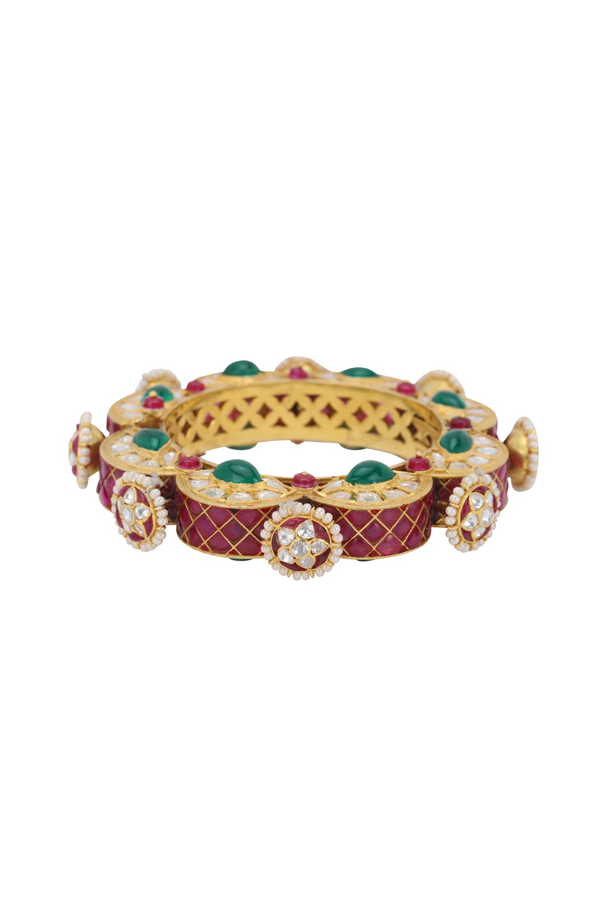 Gold Plated Emerald Gajra Bangle by Kaari at Pernia's Pop Up Shop 2025