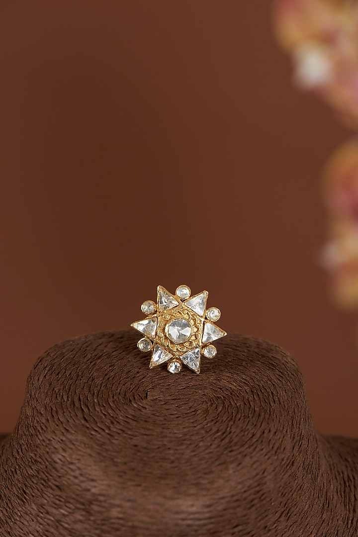 Gold Finish Vellore Polki Ring In Sterling Silver by Kaari at Pernia's ...