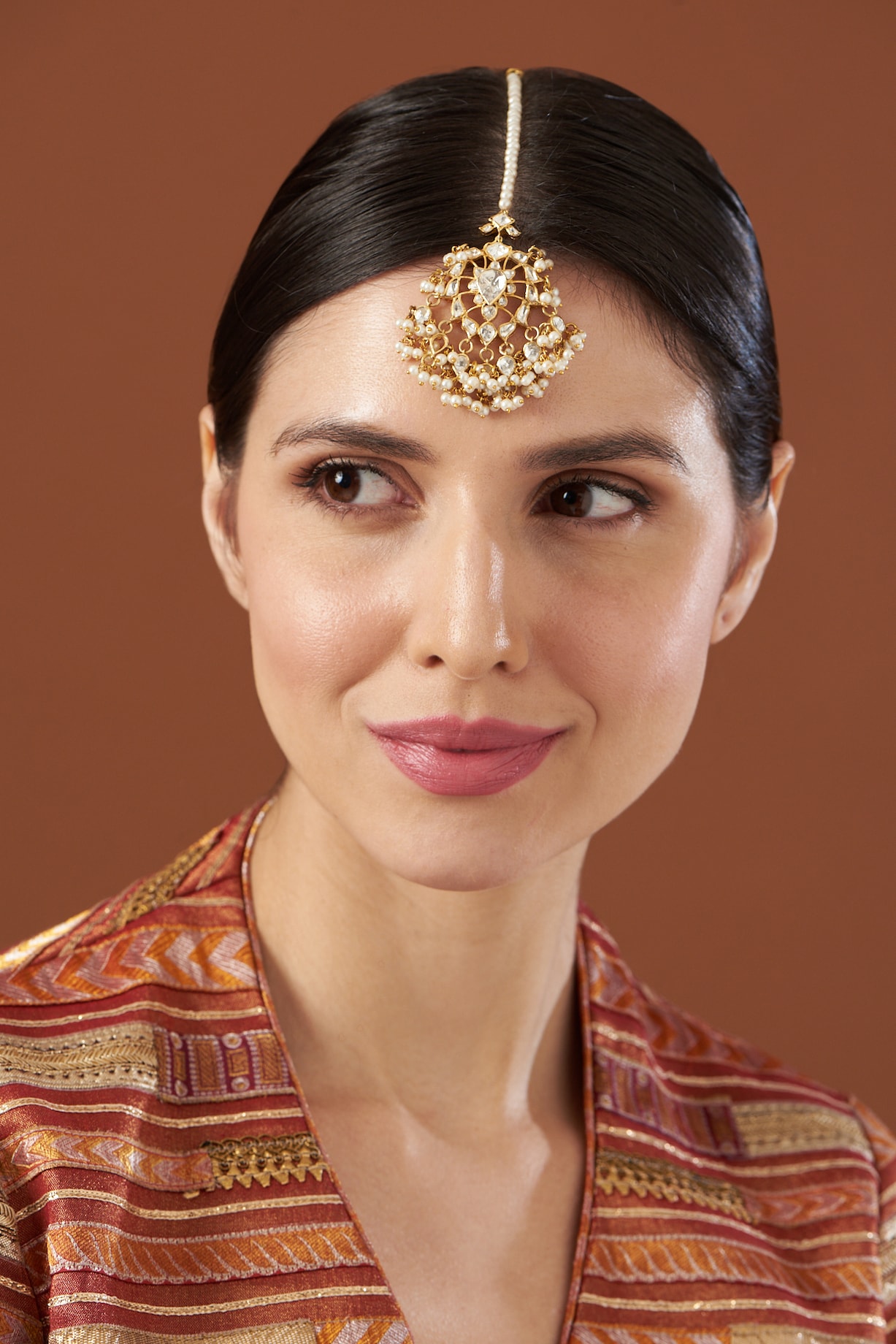 Gold Finish Vellore Polki Maang Tikka In Sterling Silver by Kaari at ...