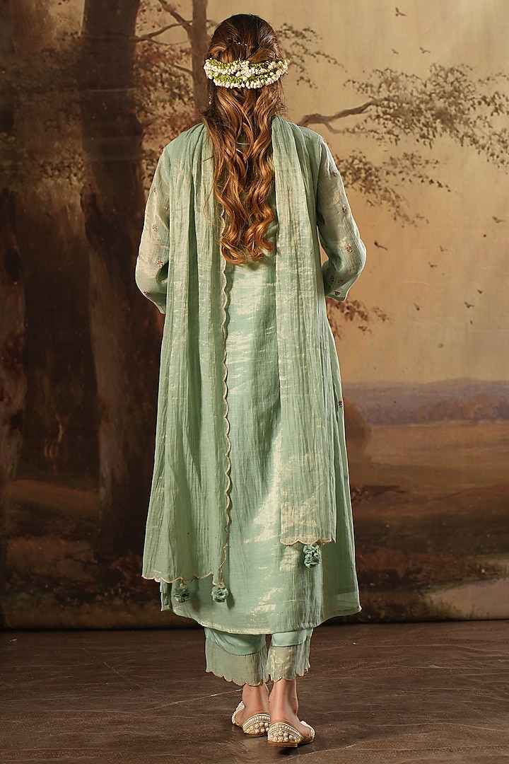 Aqua Tissue Silk Embellished Kurta Set by Karnya at Pernia's Pop Up ...