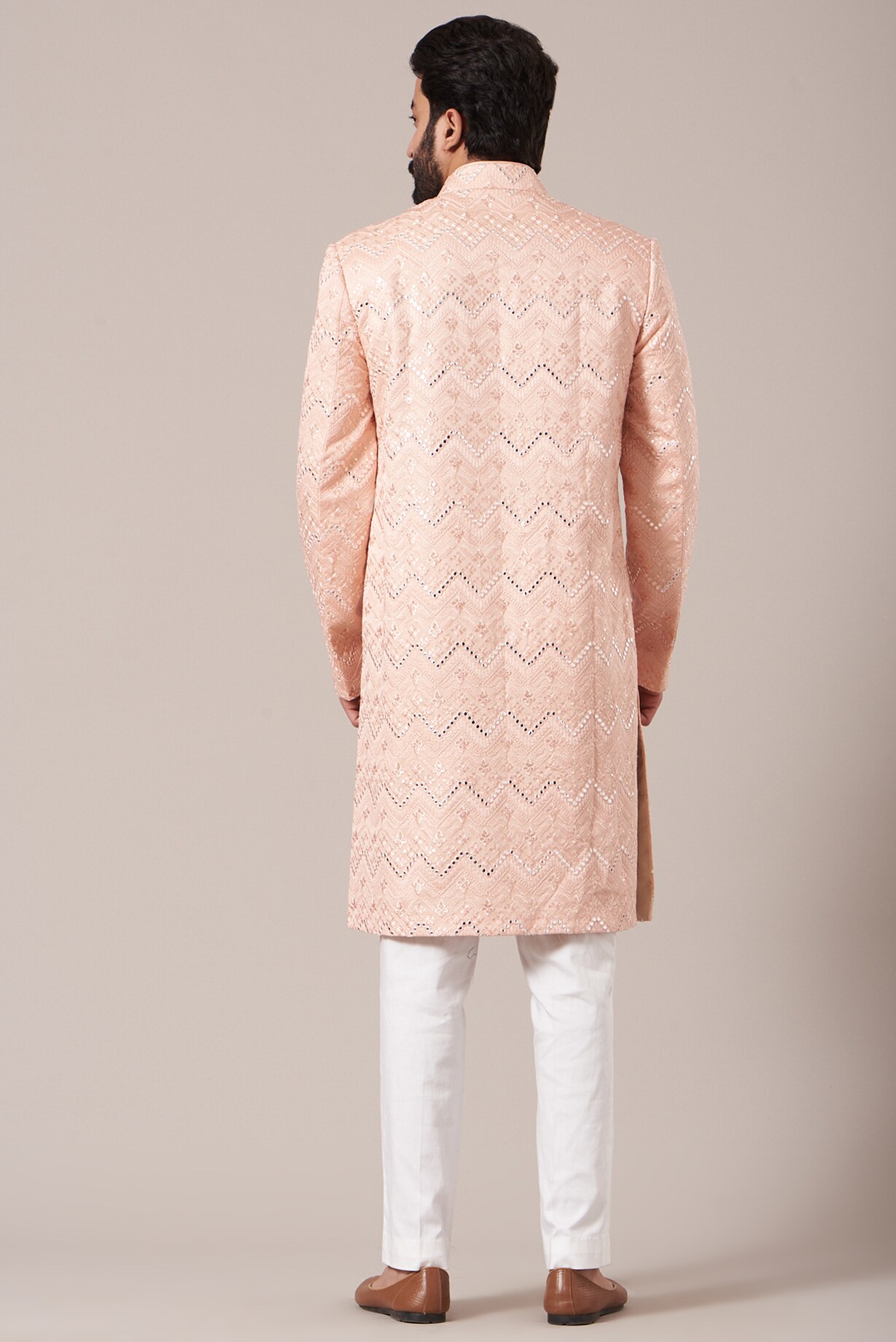 Peach Embroidered Wedding Sherwani by Kasbah Clothing at Pernia's Pop ...